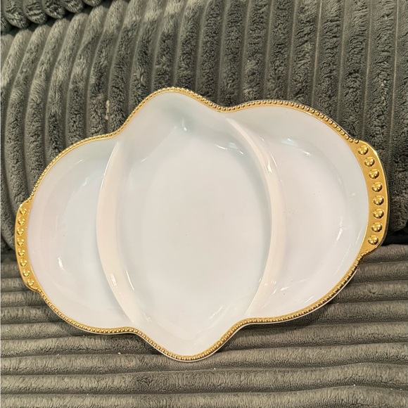 Fire King | Dining | Vintage Fireking Milk Glass Divided Relish Dish ...